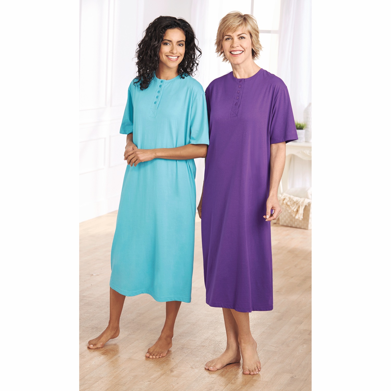 2-Pack Comfort Henley Nightshirt | Harriet Carter